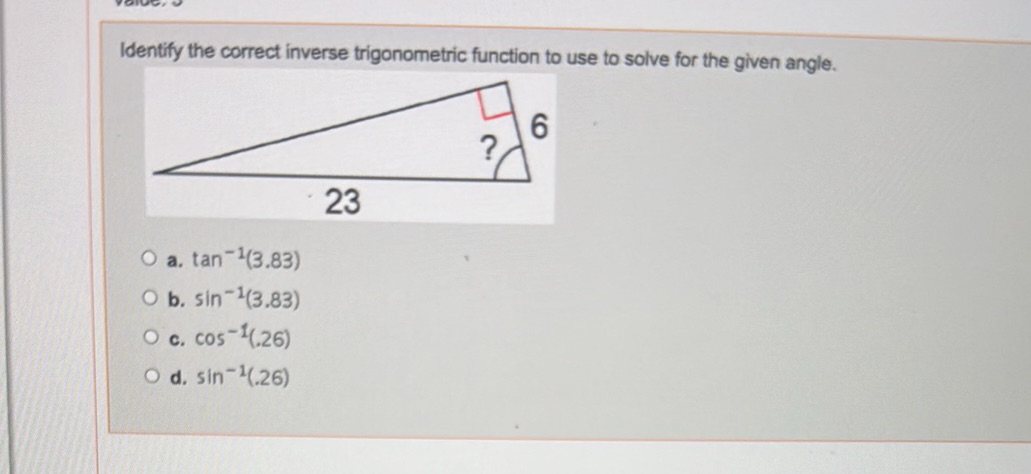 Identify the correct inverse trigonometric | StudyX