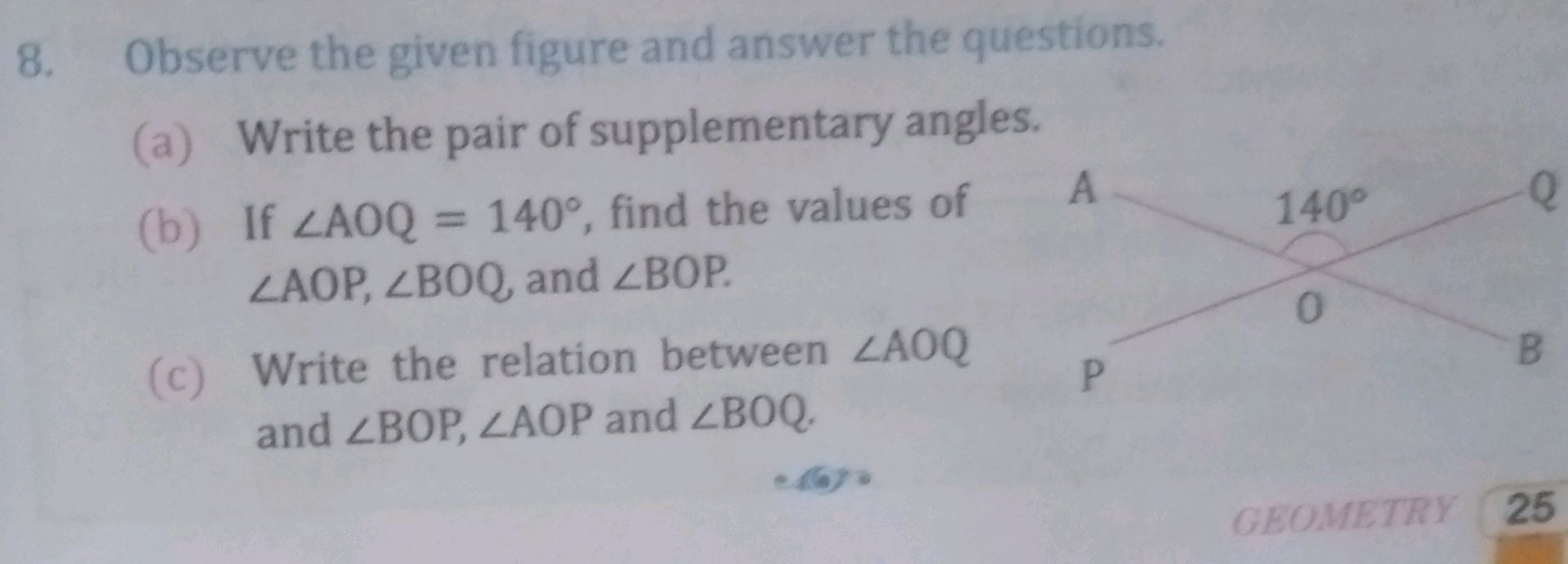 8. Observe the given figure and answer the | StudyX
