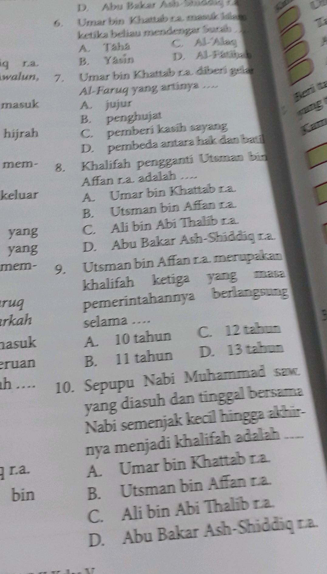 6. Umar bin Khattab r.a. masuk Islam ketika | StudyX