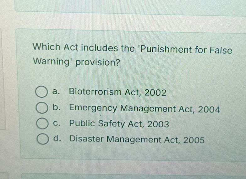 Which Act includes the 'Punishment for False | StudyX