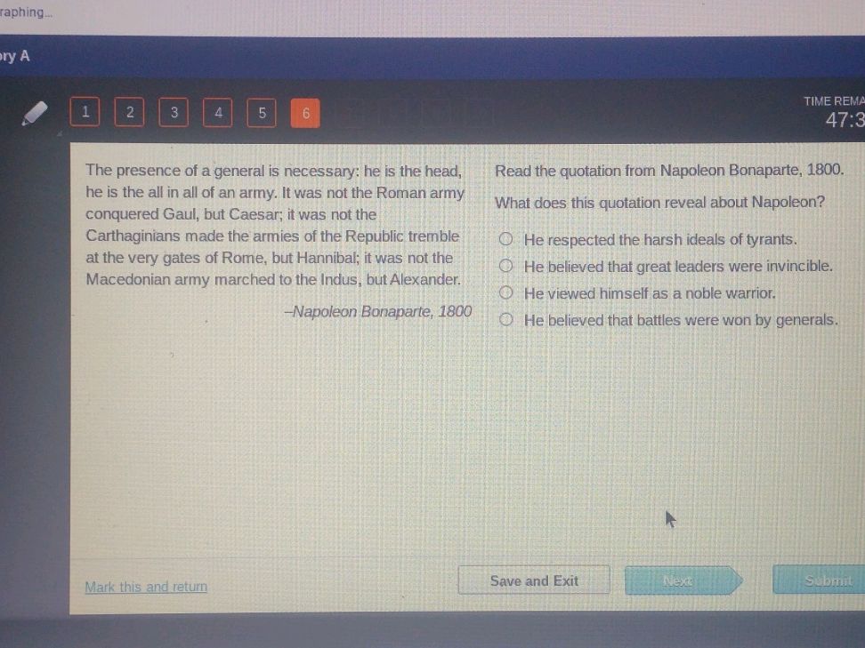 Read the quotation from Napoleon Bonaparte, | StudyX