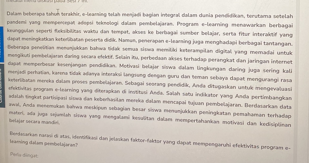 Berdasarkan narasi di atas, identifikasi dan | StudyX
