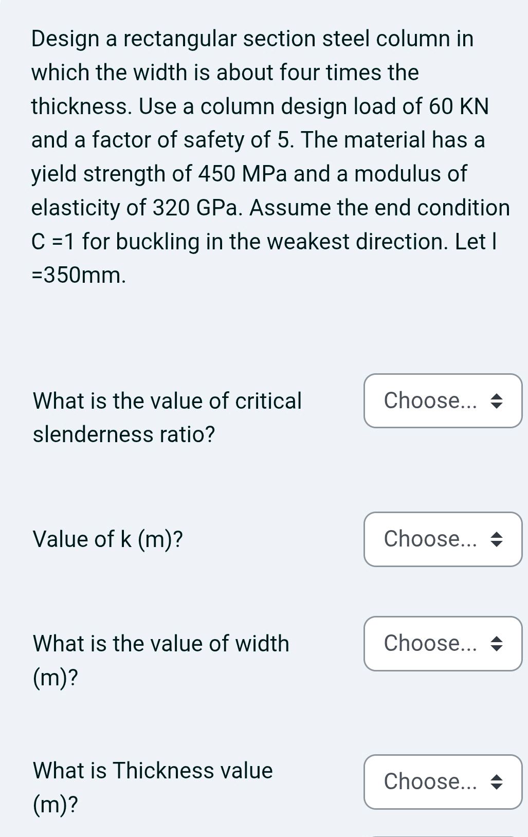 Design a rectangular section steel column in | StudyX