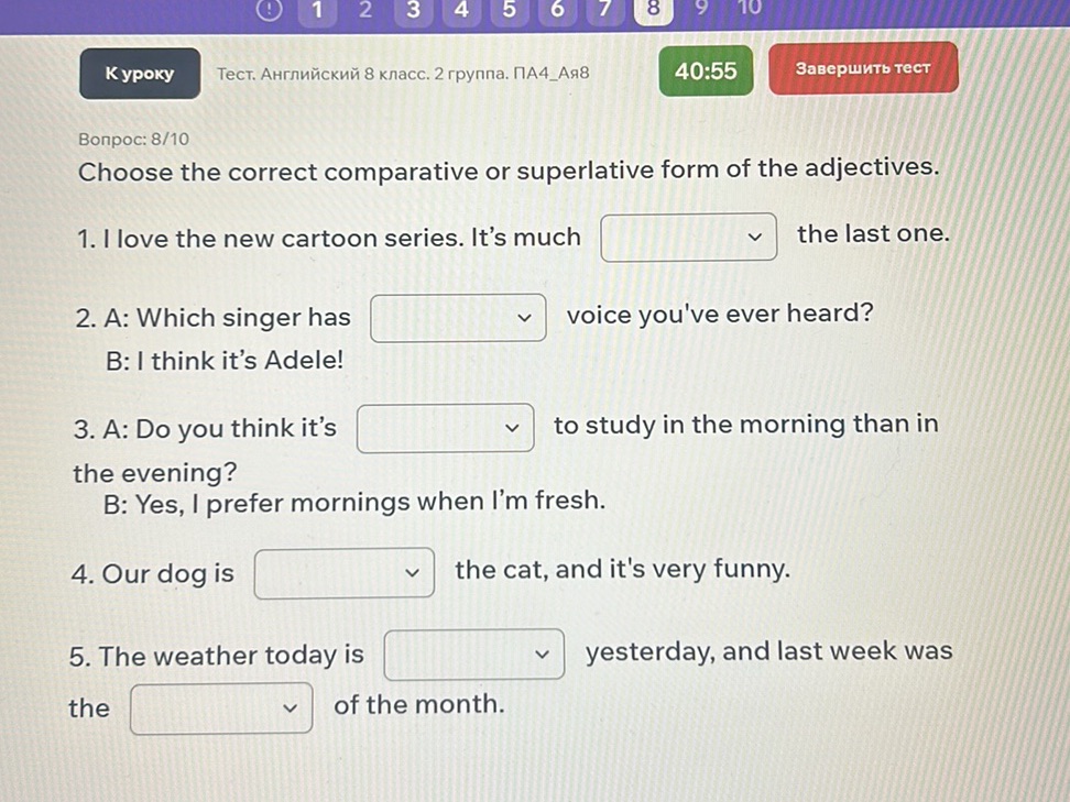 Choose the correct comparative or | StudyX