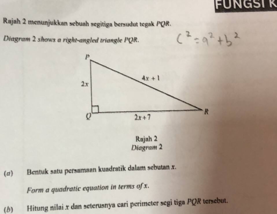 Diagram 2 shows a right-angled triangle PQR. | StudyX
