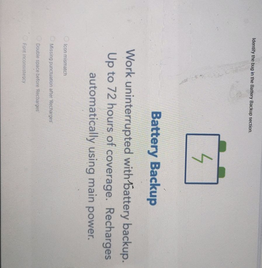 Identify the bug in the Battery Backup | StudyX