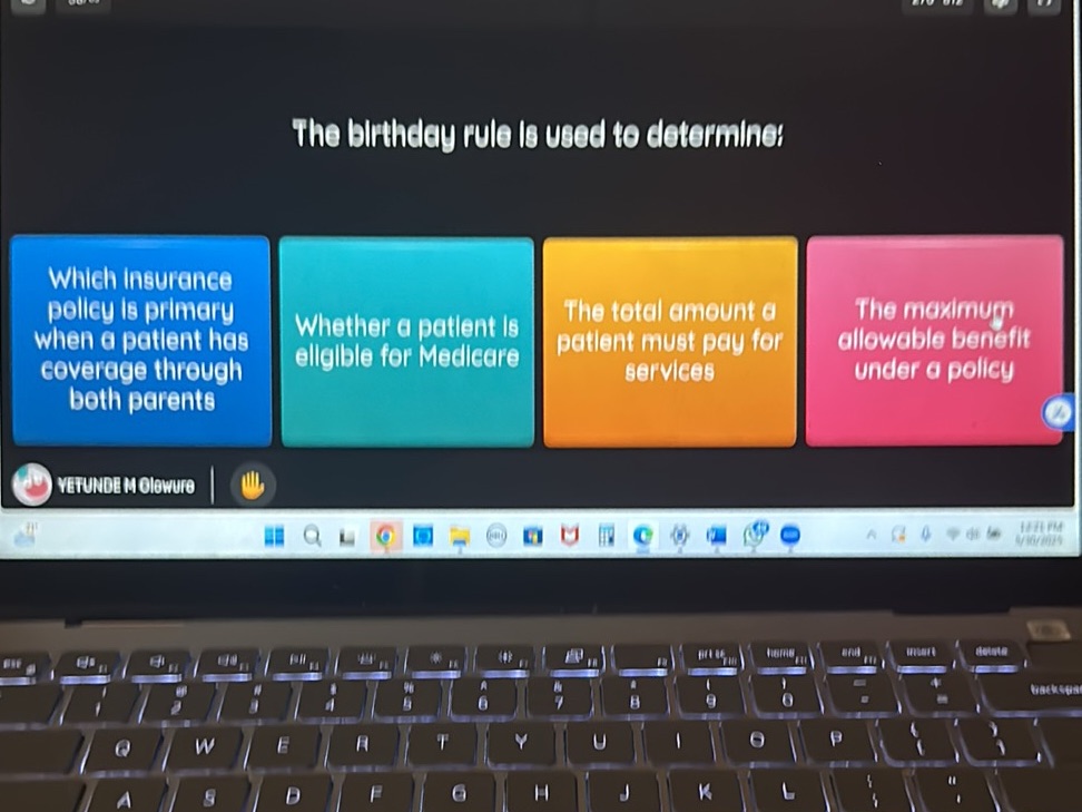 The birthday rule is used to determine: | StudyX