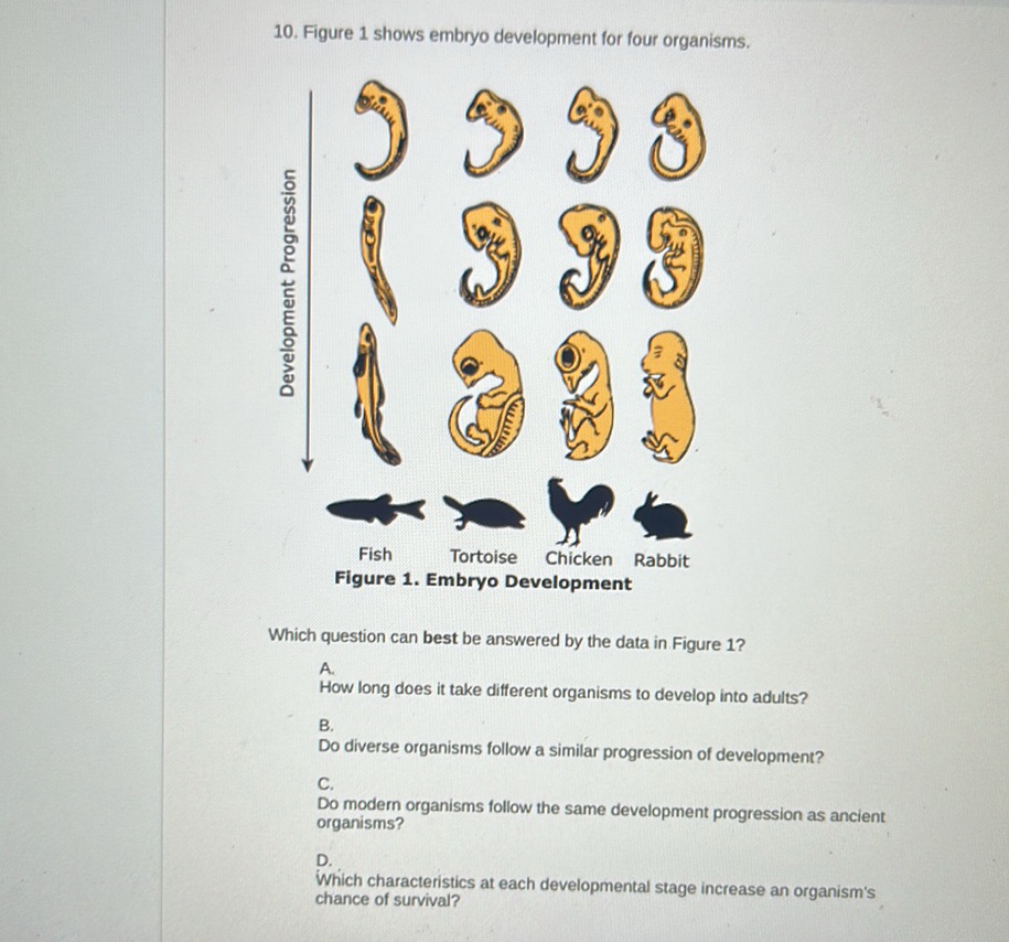 10. Figure 1 shows embryo development for | StudyX