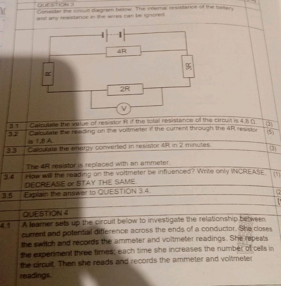 QUESTION 3 Consider the circuit diagram | StudyX