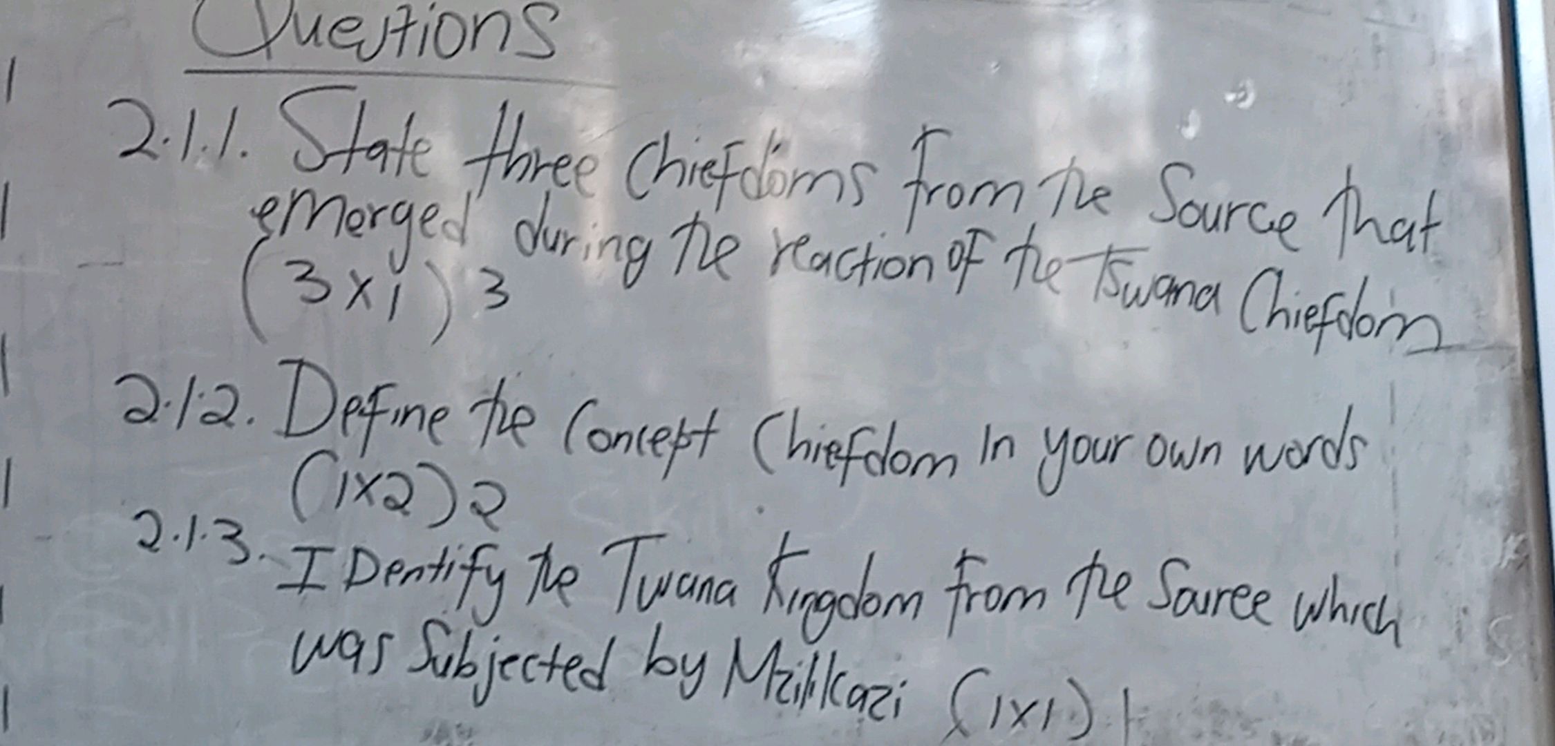 2.1.1. State three Chiefdoms from the Source | StudyX