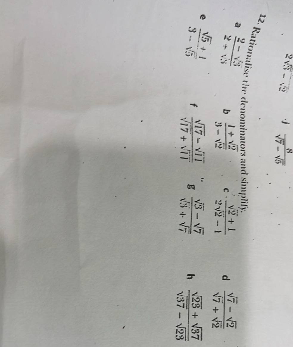 12. Rationalise the denominators and | StudyX