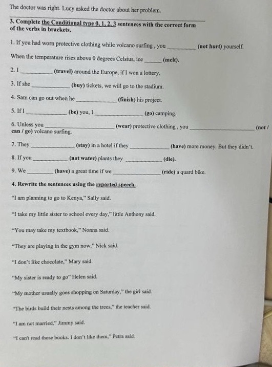 3. Complete the Conditional type 0, 1, 2, 3 | StudyX