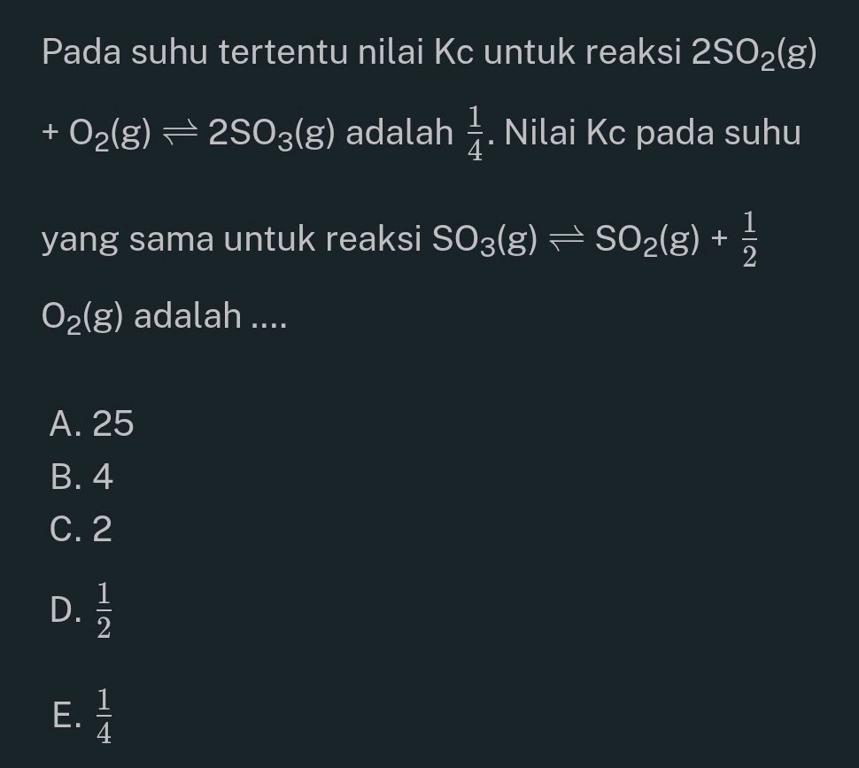 Pada suhu tertentu nilai Kc untuk reaksi | StudyX