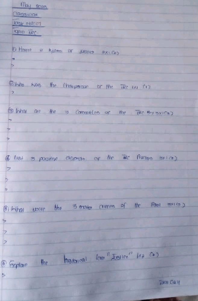 1. Name 2 types of justice 2x1(2) 2. Who | StudyX