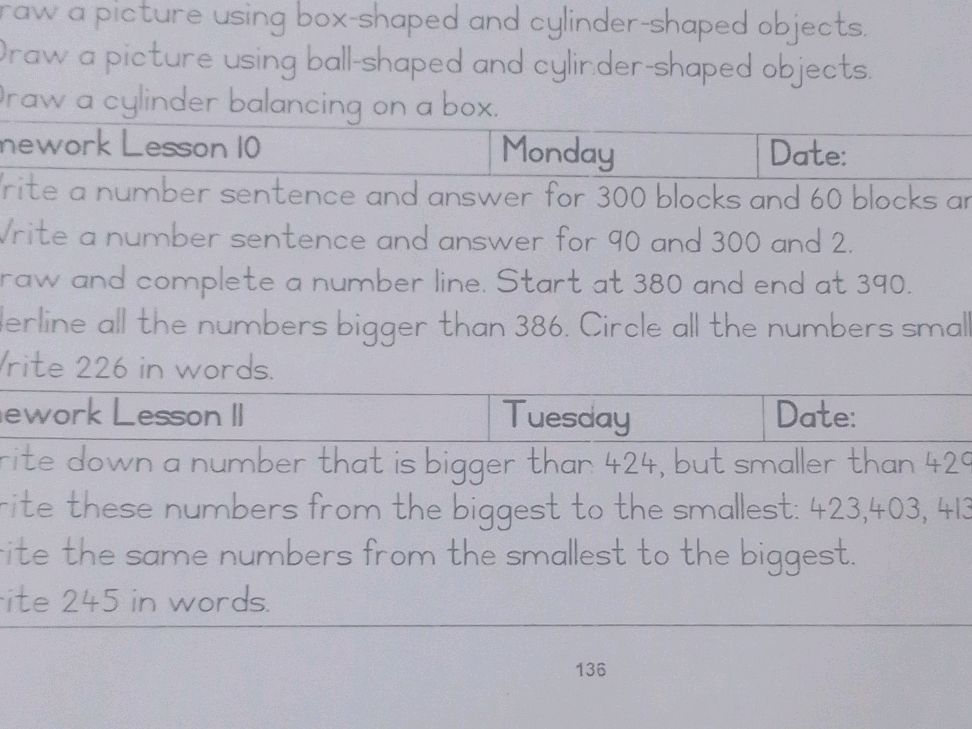 Homework Lesson 10 Write a number sentence | StudyX