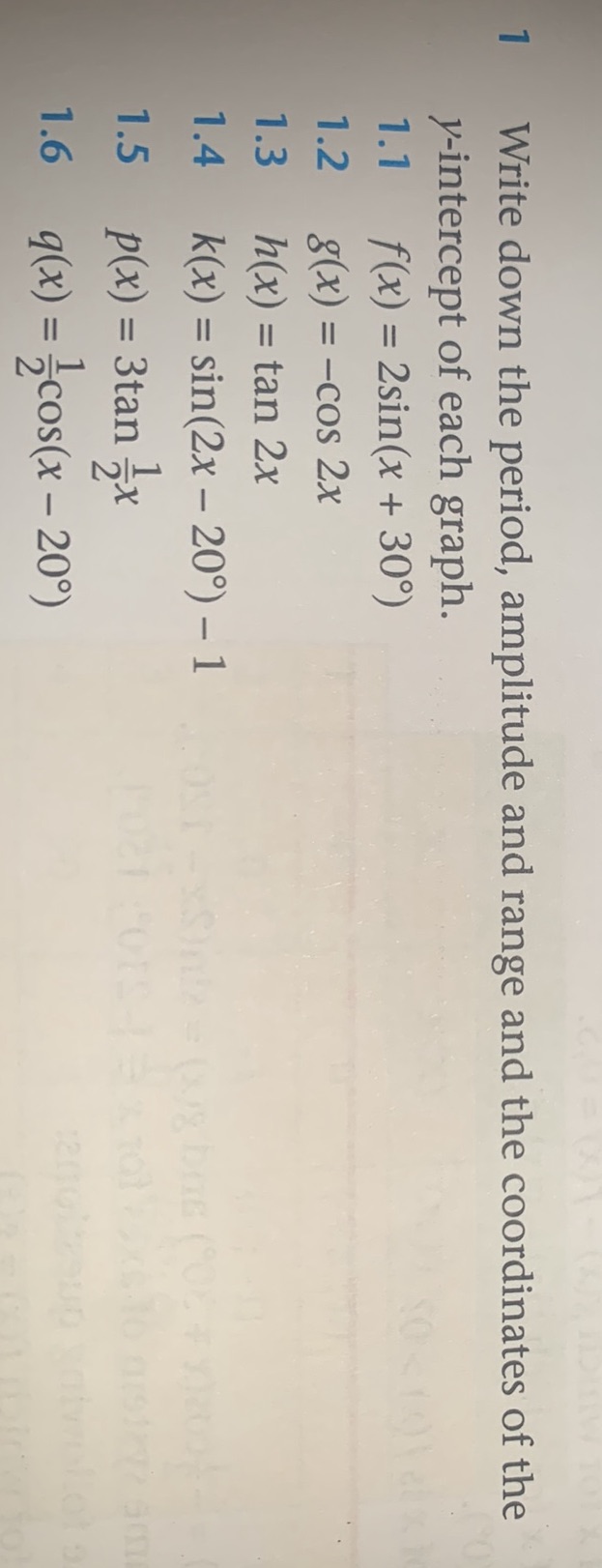 1 Write down the period, amplitude and range | StudyX