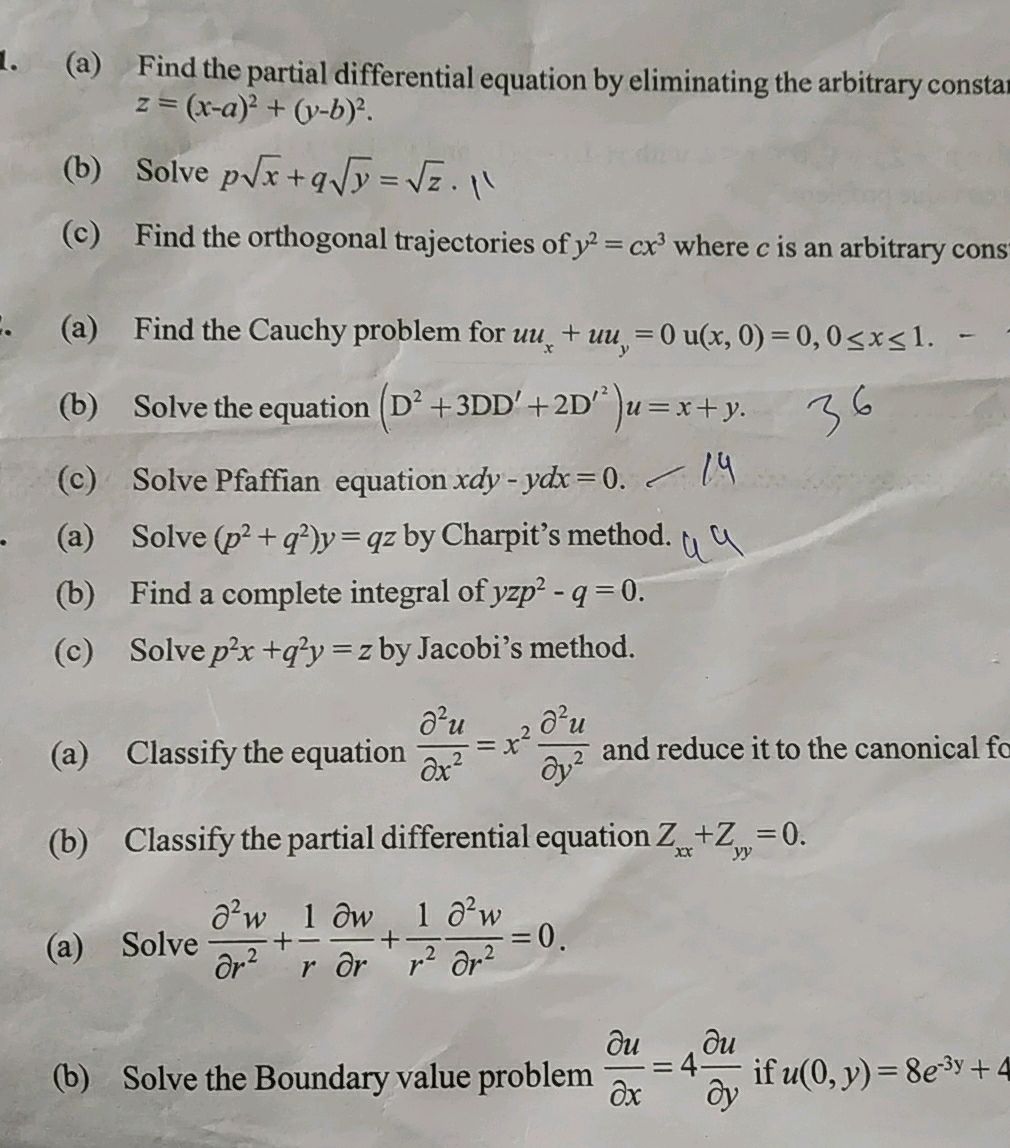 1. (a) Find the partial differential | StudyX