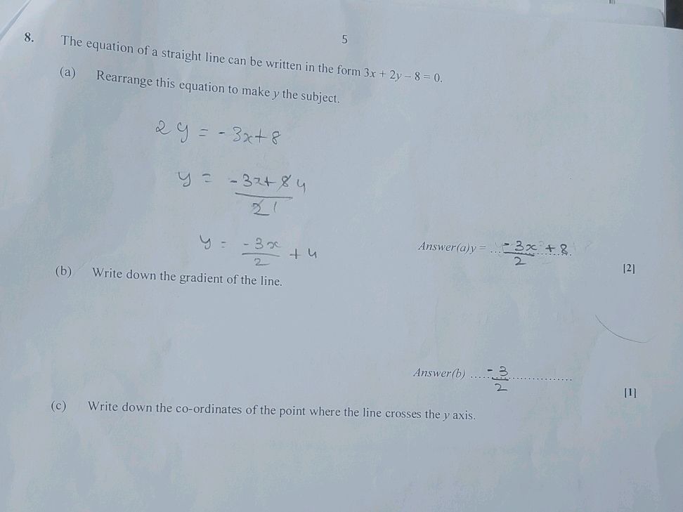 8. The equation of a straight line can be | StudyX