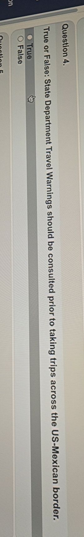 Question 4. True or False: State Department | StudyX