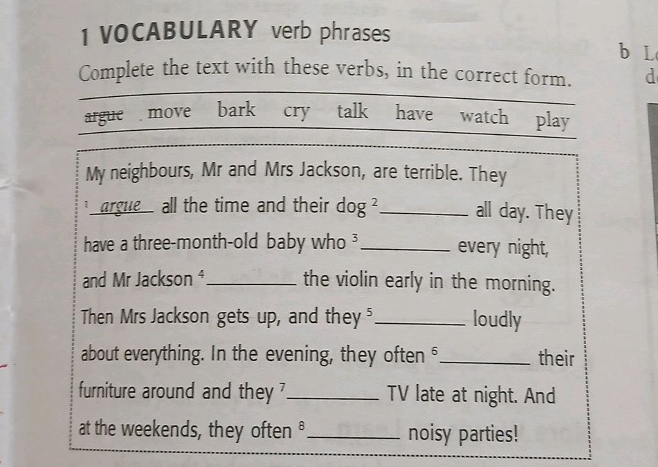 1 VOCABULARY verb phrases Complete the text | StudyX