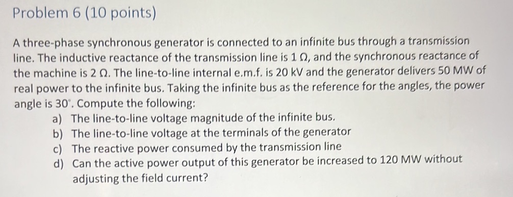 A three-phase synchronous generator is | StudyX