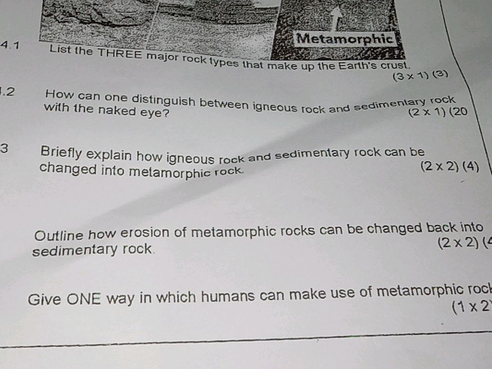 4.1 List the THREE major rock types that | StudyX