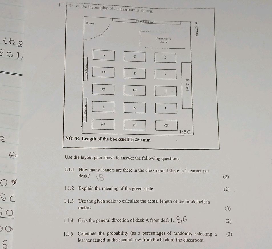 Below the layout plan of a classroom is | StudyX