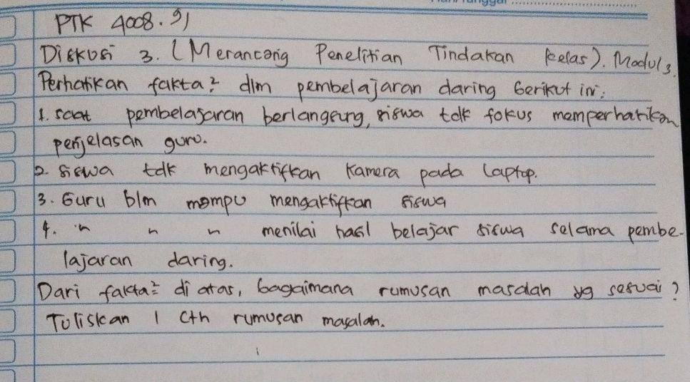 Perhatikan fakta? dlm pembelajaran daring | StudyX