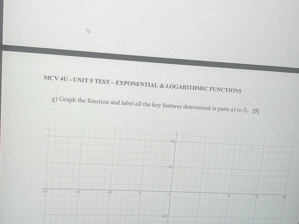 g) Graph the function and label all the key | StudyX