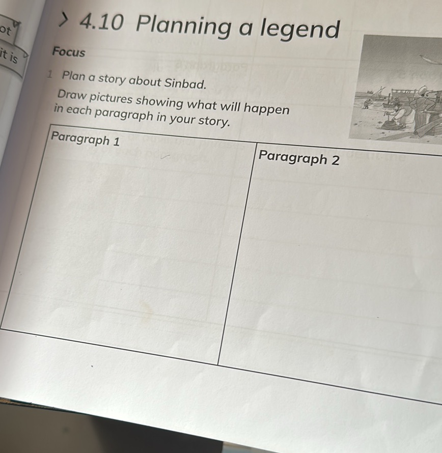 1 Plan a story about Sinbad. Draw pictures