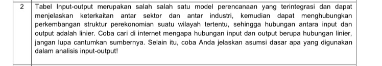 Tabel Input-output merupakan salah satu | StudyX