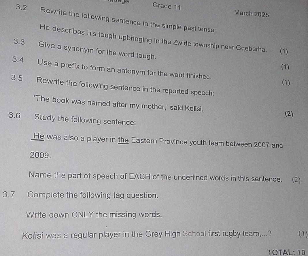 3.2 Rewrite the following sentence in the | StudyX