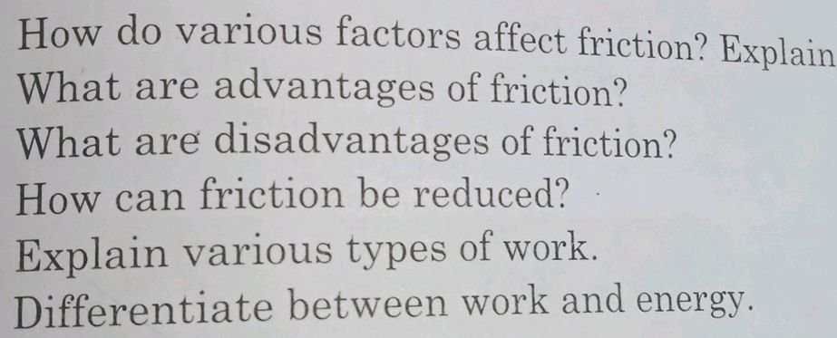 How do various factors affect friction? | StudyX