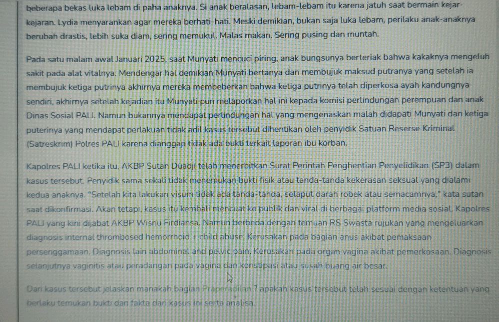 Dari kasus tersebut jelaskan manakah bagian | StudyX