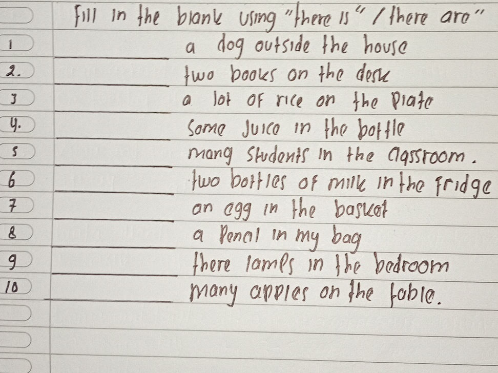 Fill in the blank using "there is" / there | StudyX