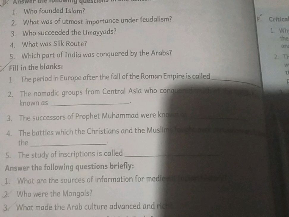 1. Who founded Islam? 2. What was of utmost | StudyX