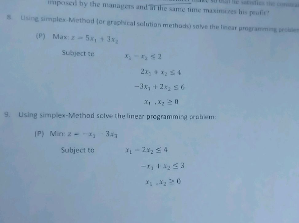 8. Using simplex-Method (or graphical | StudyX