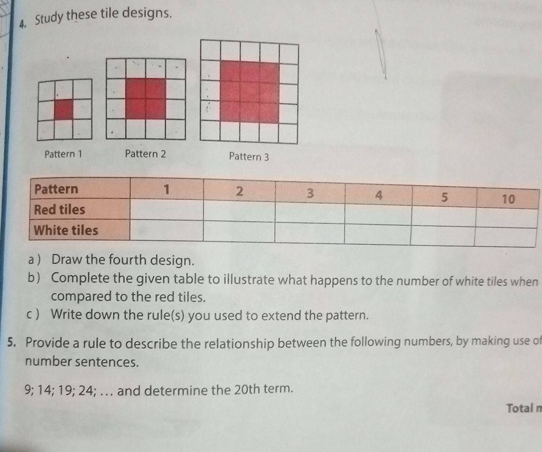 4. Study these tile designs. Pattern 1 | StudyX