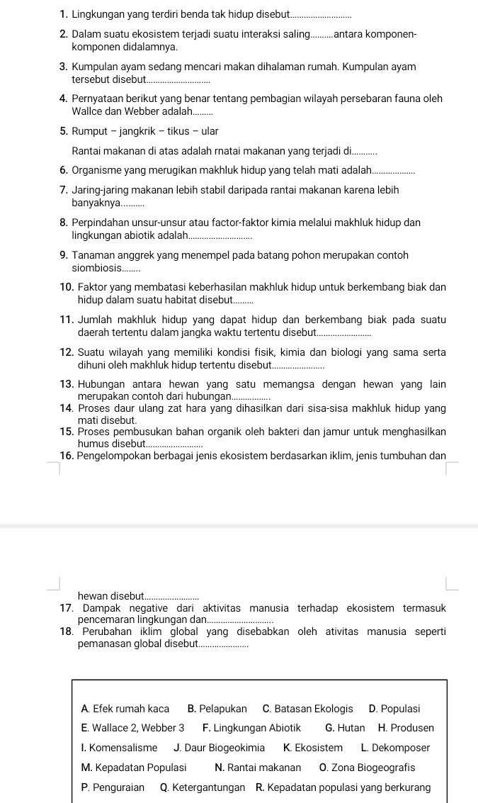 1. Lingkungan yang terdiri benda tak hidup | StudyX