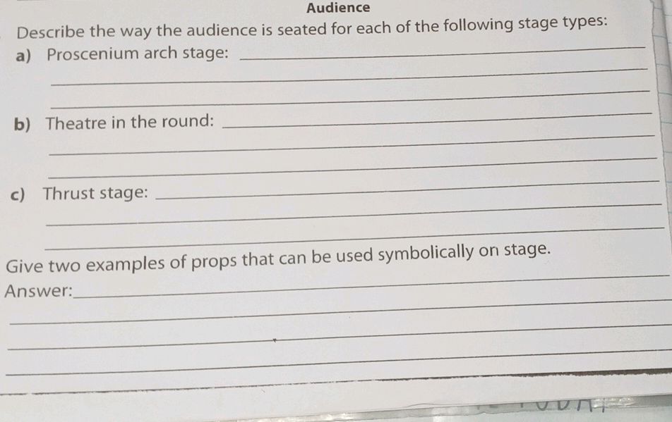 Describe the way the audience is seated for | StudyX