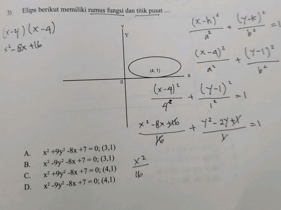 3) Elips berikut memiliki rumus fungsi dan | StudyX