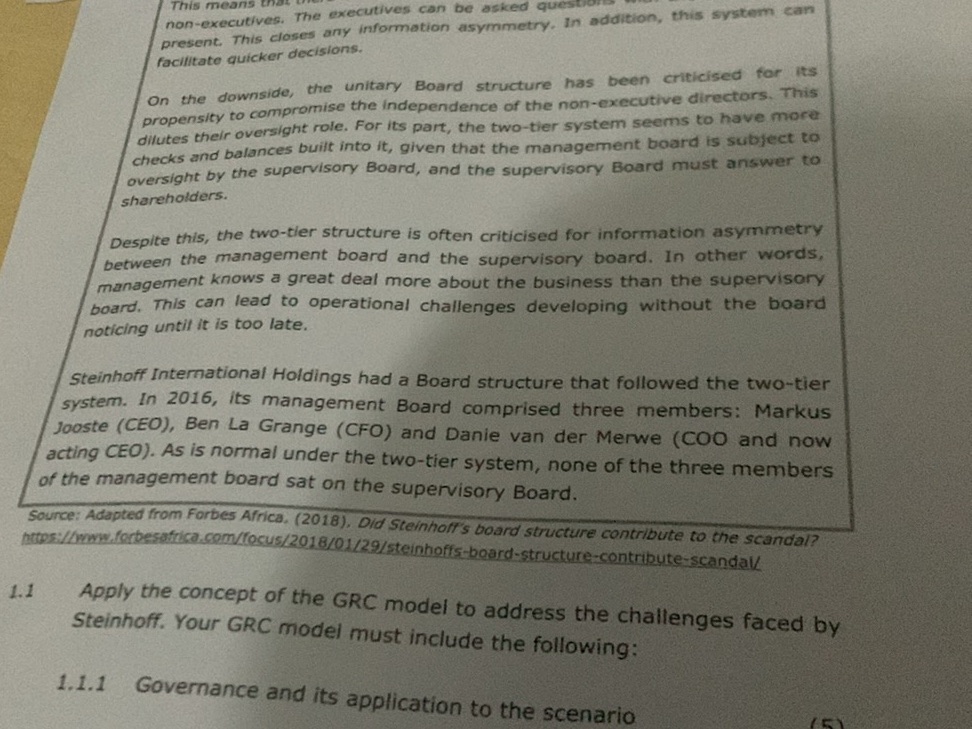 1.1 Apply the concept of the GRC model to | StudyX
