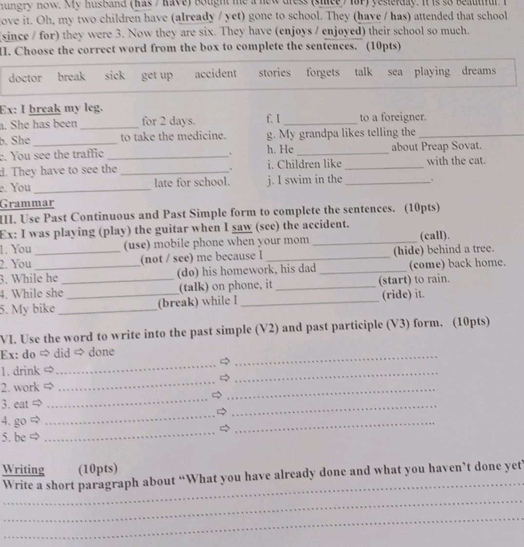 II. Choose the correct word from the box to | StudyX