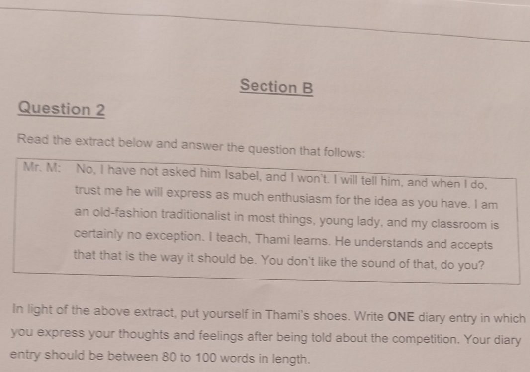 Question 2 Read the extract below and | StudyX