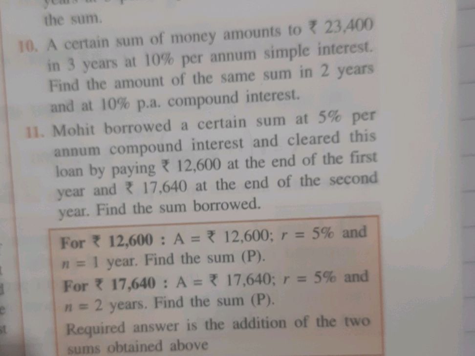 10. A certain sum of money amounts to ₹ | StudyX