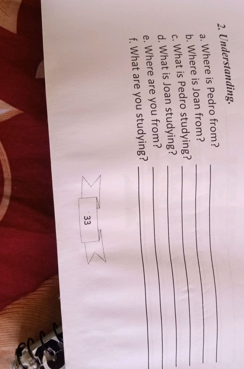 2. Understanding. a. Where is Pedro from? | StudyX