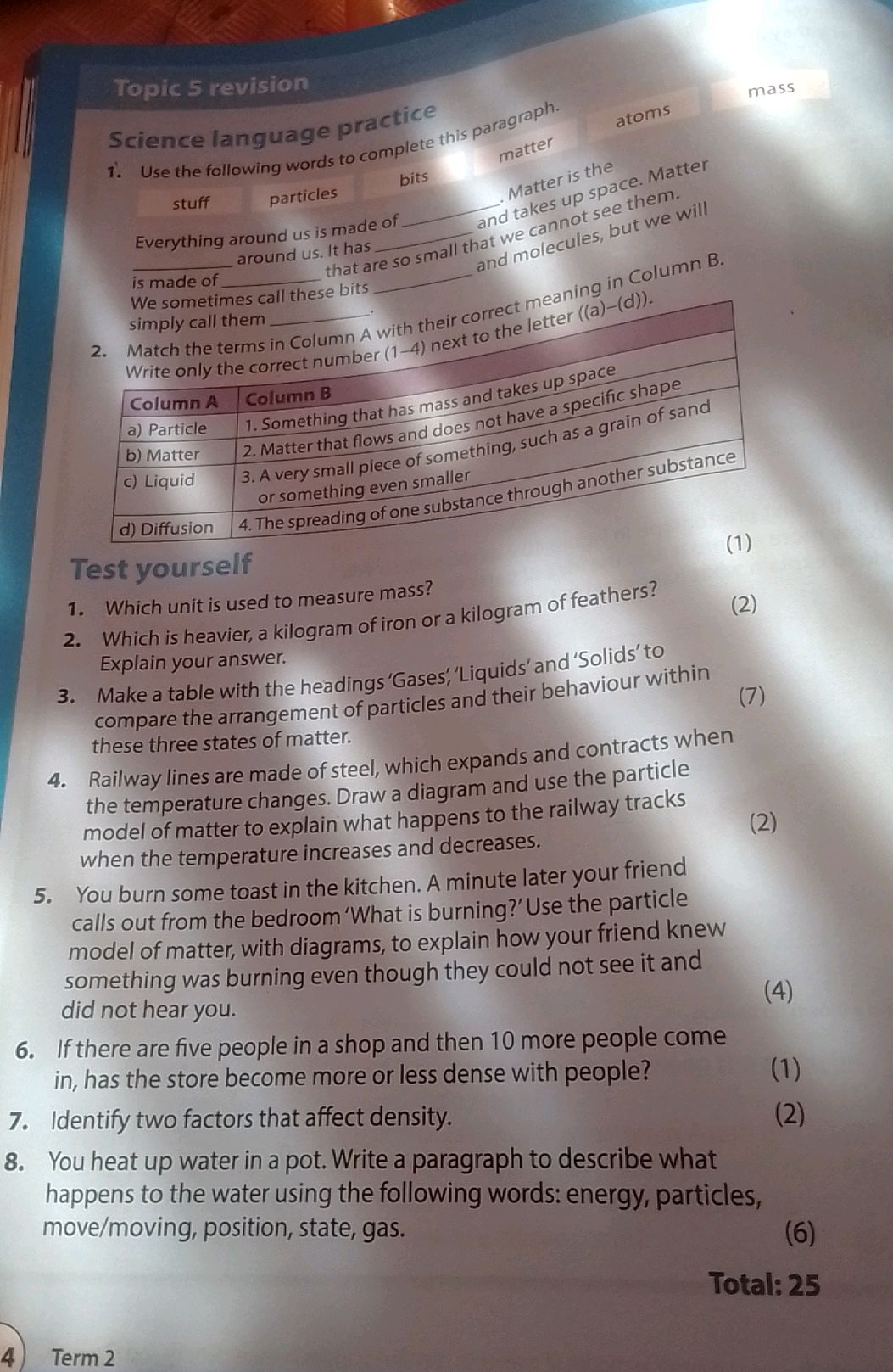 1. Use the following words to complete this | StudyX