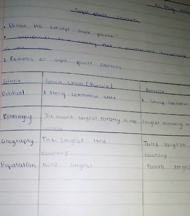 1. Define the concept "super power." 2. | StudyX