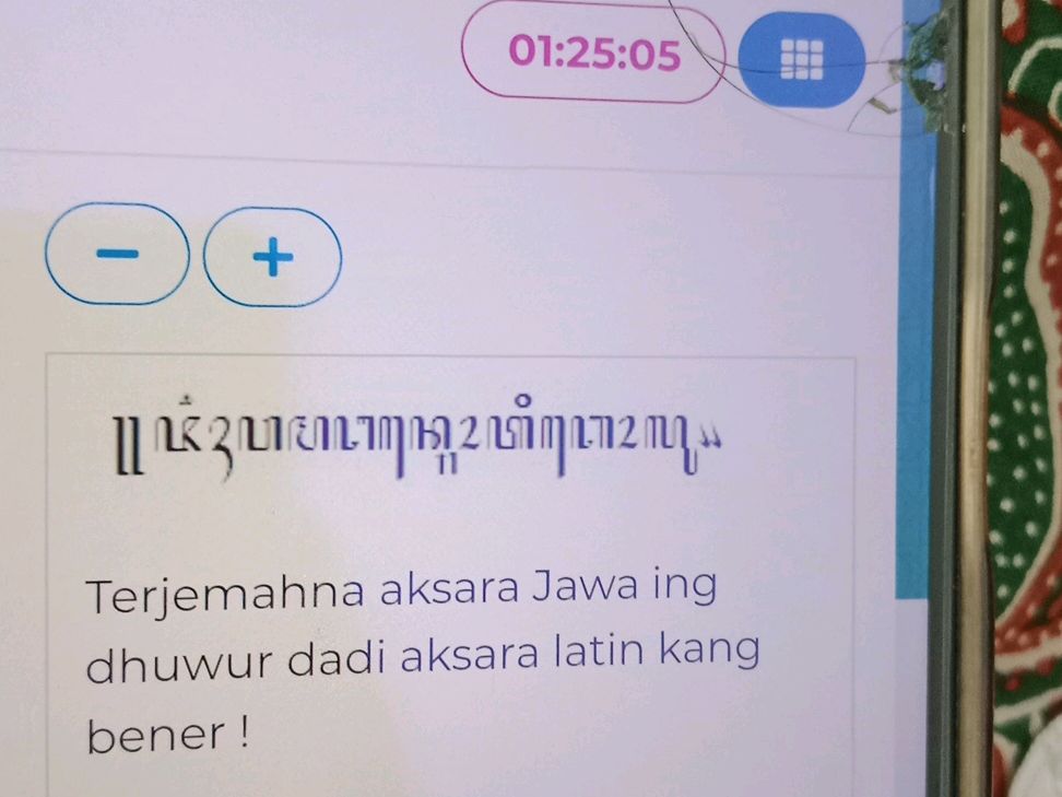 01:25:05 Terjemahna aksara Jawa ing dhuwur | StudyX