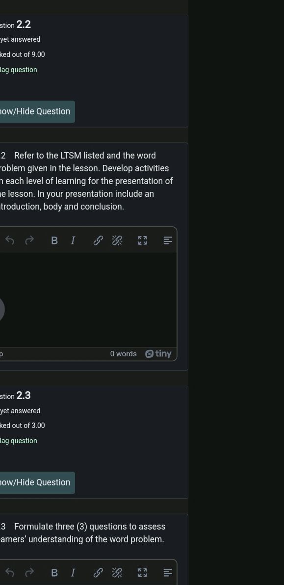2. Refer to the LTSM listed and the word | StudyX